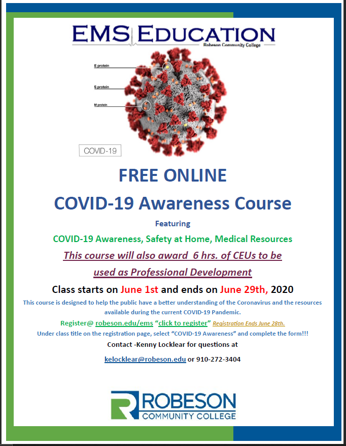 Free COVID-19 Awareness Course | Robeson Community College : Robeson ...
