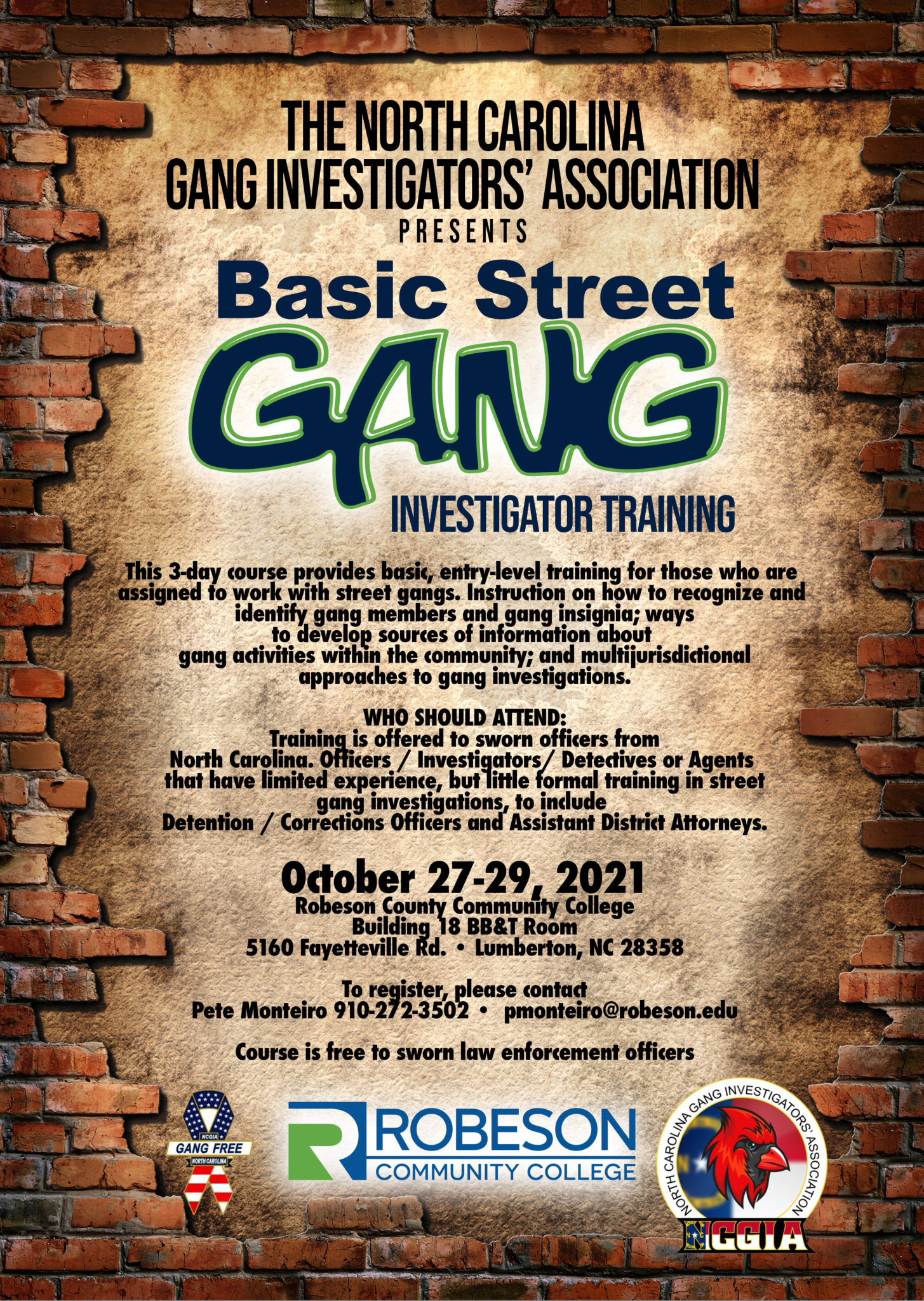 Basic Street Gang Investigator Training to be held at RCC | Robeson ...