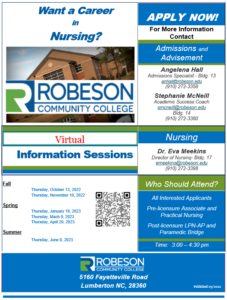 Virtual Information Sessions Scheduled for RCC Nursing Program | Robeson Community College ...